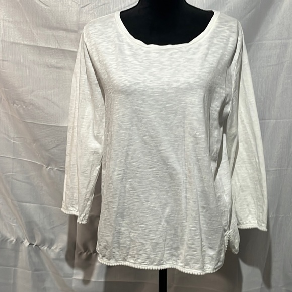 Talbots | Tops | Talbots Lace Trim 34 Sleeve Top | Poshmark